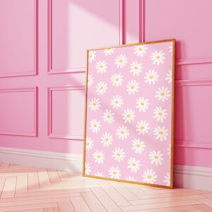 Pink Daisy Print | Digital Art Download | Flower Printable Wall Art ...