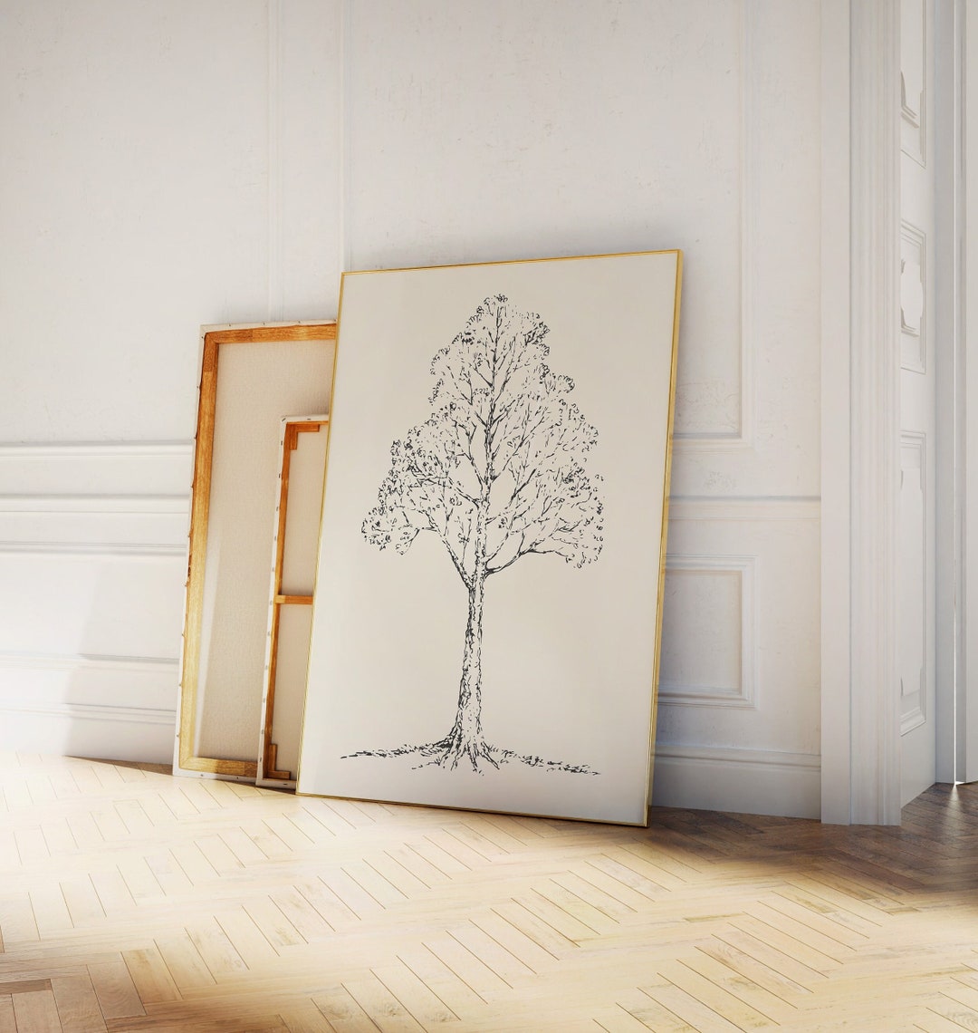 Tree Sketch Print | Digital Art Download | Rustic Farmhouse Wall Print ...