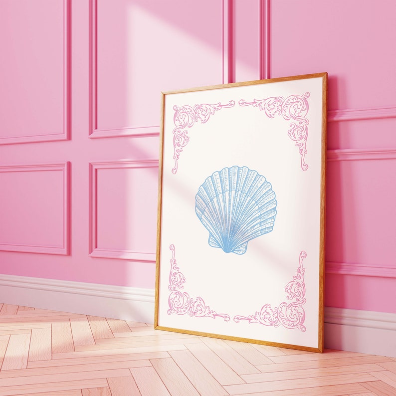 Coquette Seashell Print | Digital Art Download | Cute Summer Art Print ...