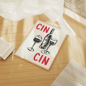 Cin Cin Print | Digital Art Download | Cute Wine Sketch Print ...
