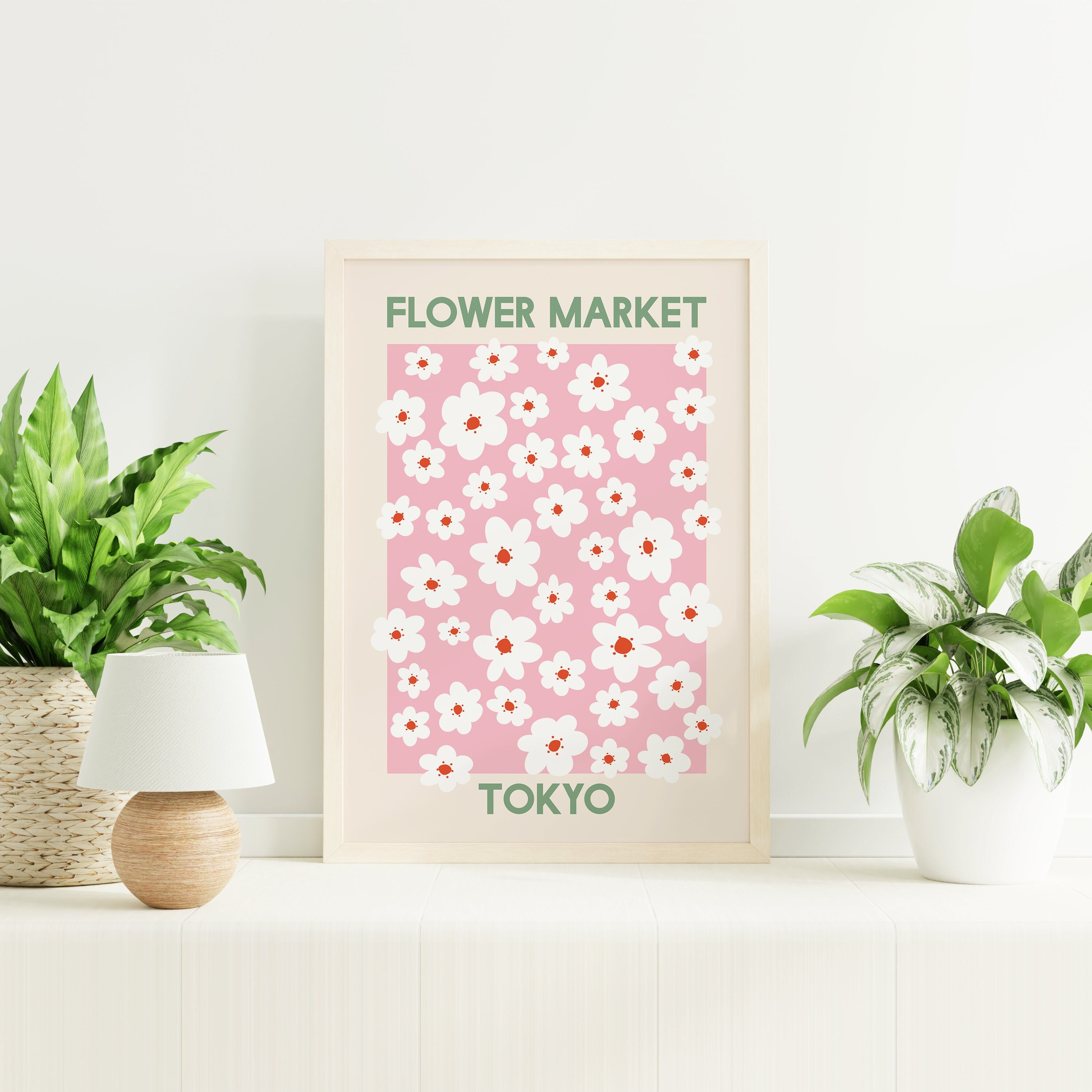 Flower Market Tokyo Print Digital Art Download Pink Cherry - Etsy