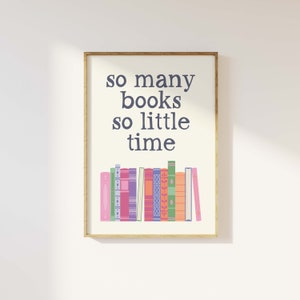 So Many Books Print | Digital Art Download | Cute Library Decor ...