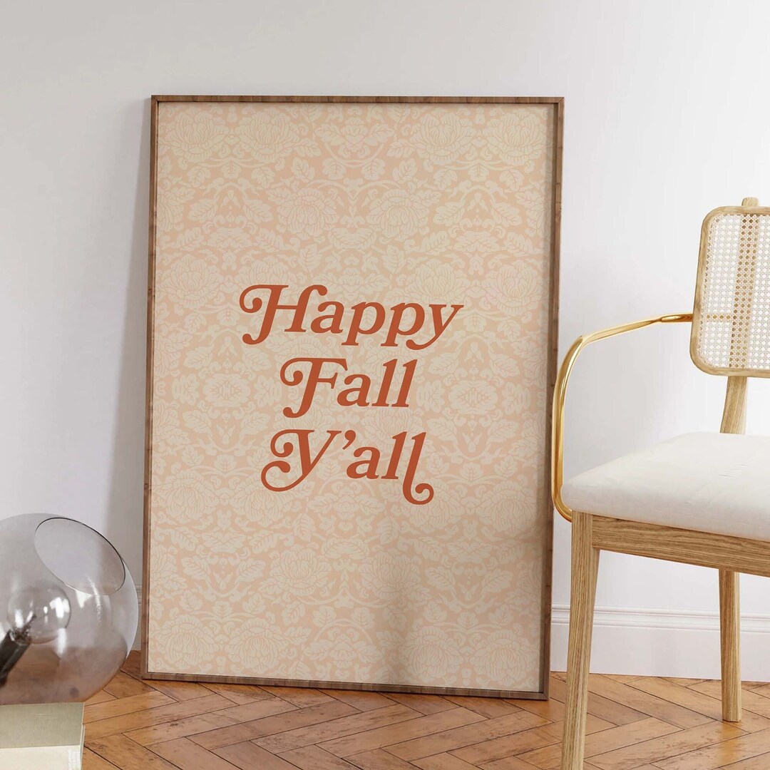 Happy Fall Y'all Print | Digital Art Download | Funny Fall Wall Print ...