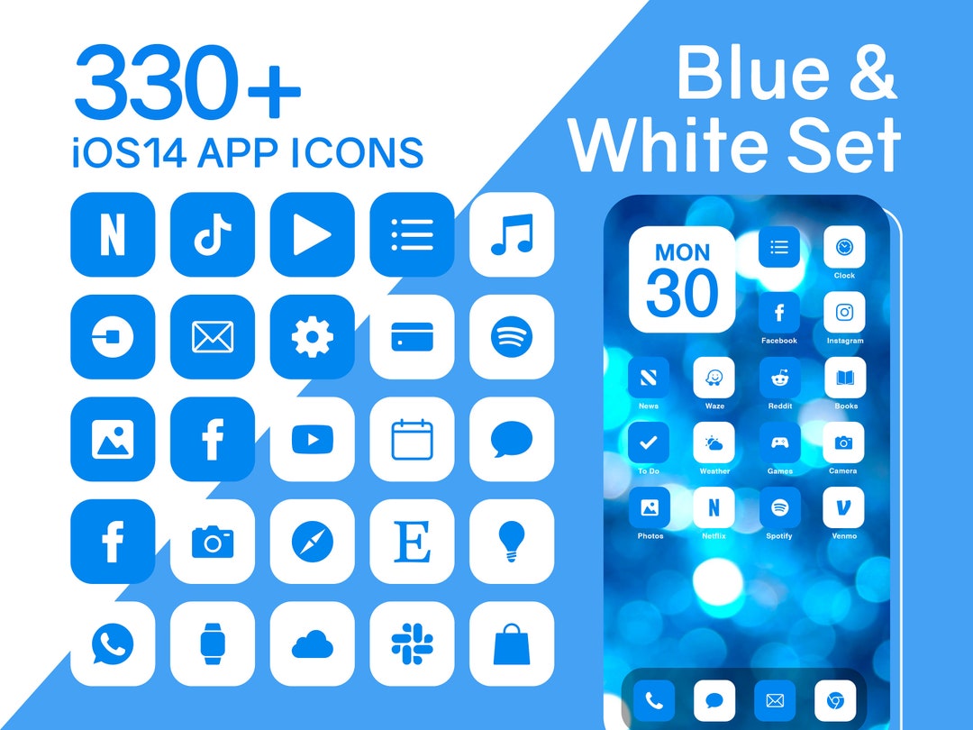 Ios Blue & White App Icons Set | 330+ Blue and White Minimal Ios 14 ...