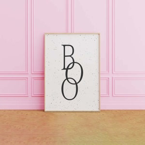 Boo Print | Digital Art Download | Minimal White Halloween Wall Decor ...