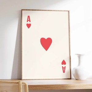 Ace of Hearts Print | Digital Art Download | Cute Red Card Print ...