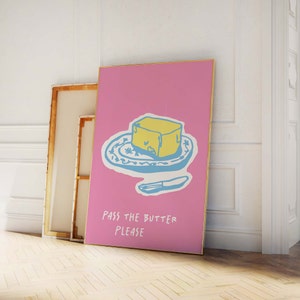 Pass the Butter Print | Digital Art Download | Pink Kitchen Decor ...