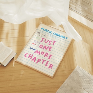 Just One More Chapter Print, Digital Art Download, Cute Book Nook Decor ...