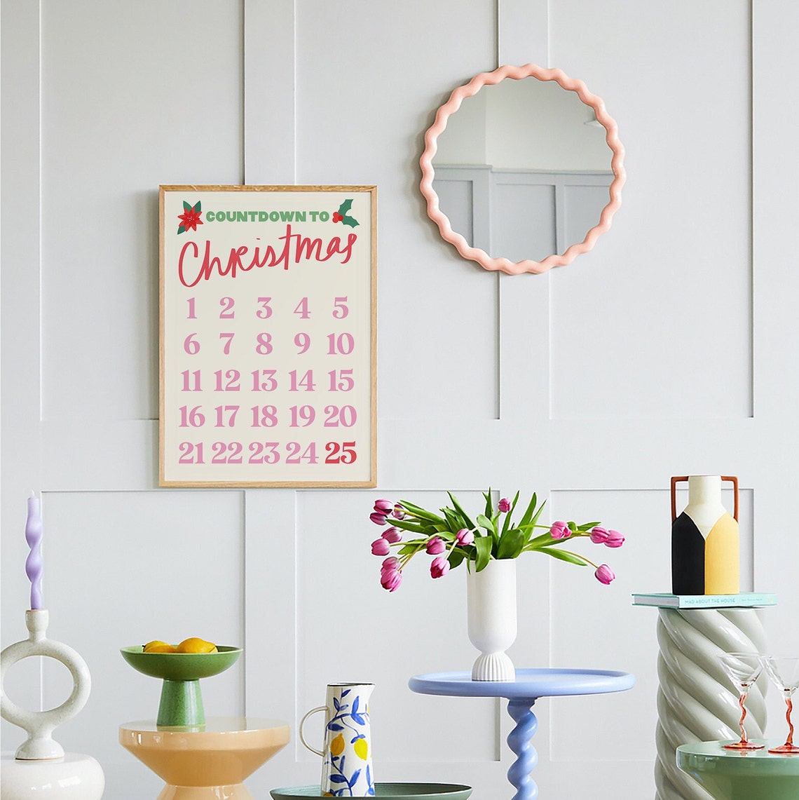 Set of 6 Christmas Gallery Wall | Digital Art Download | Colorful ...