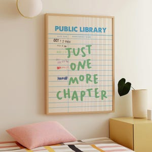 Just One More Chapter Print, Digital Art Download, Cute Book Nook Decor ...