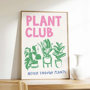 Plant Club Print | Digital Art Download | Cute Plants Decor | Trendy ...