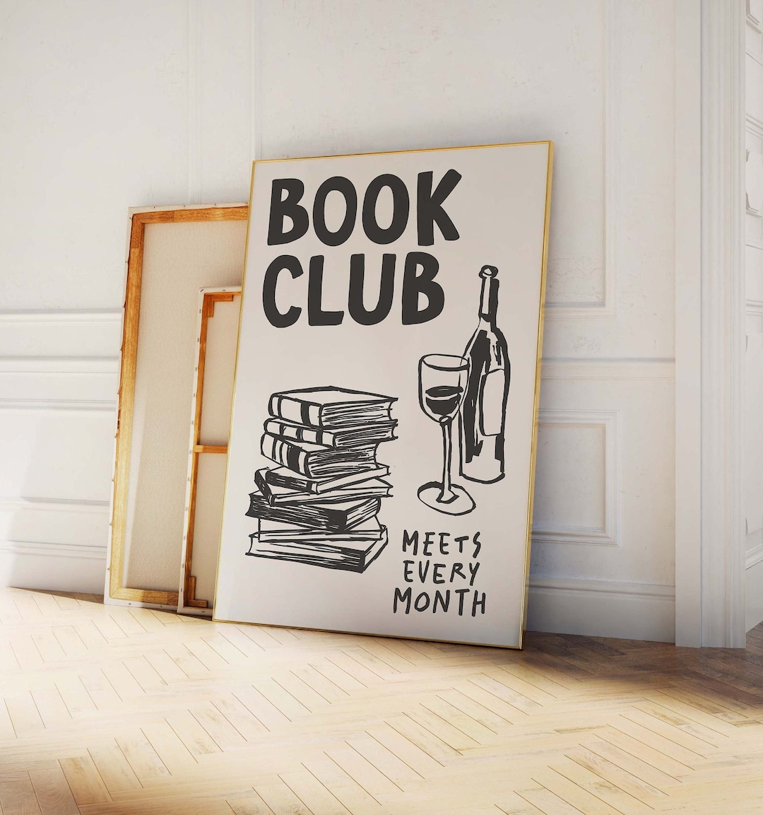 Book Club Print | Digital Art Download | Cute Book Club Decor | Trendy ...