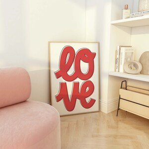 Love Print | Digital Art Download | Valentine's Day Decor | Red Wall ...