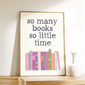 So Many Books Print | Digital Art Download | Cute Library Decor ...