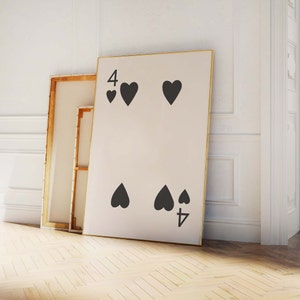 4 of Hearts Print | Digital Art Download | Cute Black Card Print ...