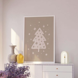 Christmas Tree Print | Digital Art Download | Neutral Christmas Decor ...
