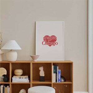 I Love Chicago Print | Digital Art Download | Retro Red Heart Print ...