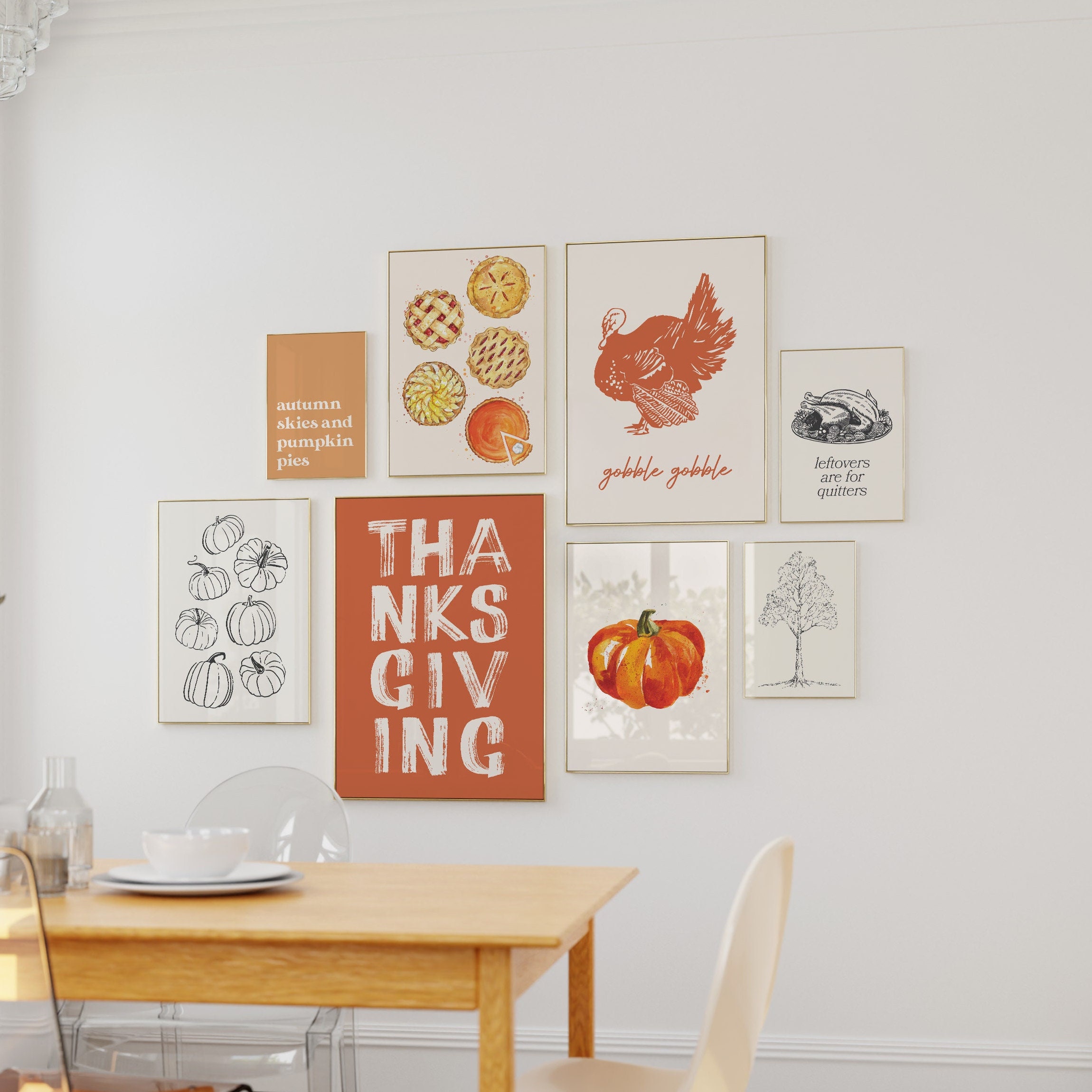 Thanksgiving Gallery Wall, Digital Art Download, 10 Printables, Rustic ...