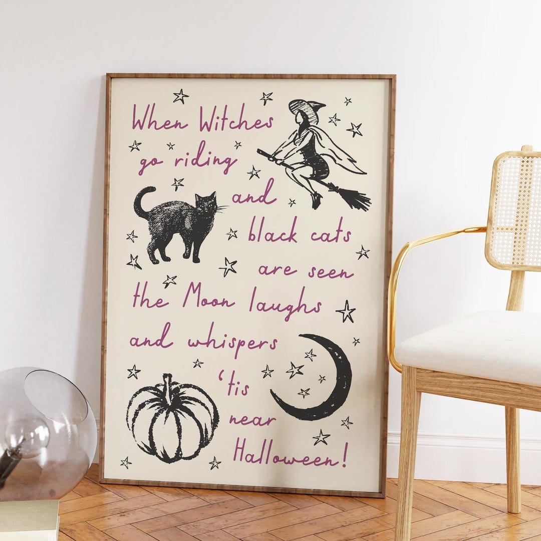 Witches Poem Print, Digital Download, Cozy Halloween Print, Halloween ...