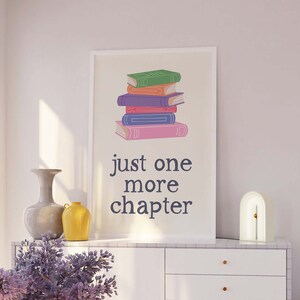 Just One More Chapter Print, Digital Art Download, Cute Library Decor ...
