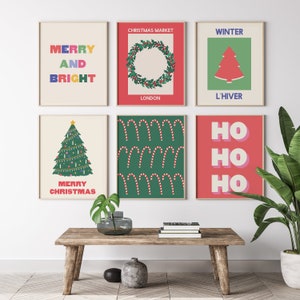 Set of 6 Christmas Gallery Wall | Digital Art Download | Colorful ...