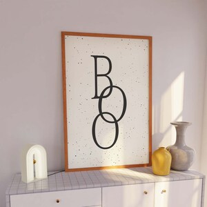 Boo Print | Digital Art Download | Minimal White Halloween Wall Decor ...