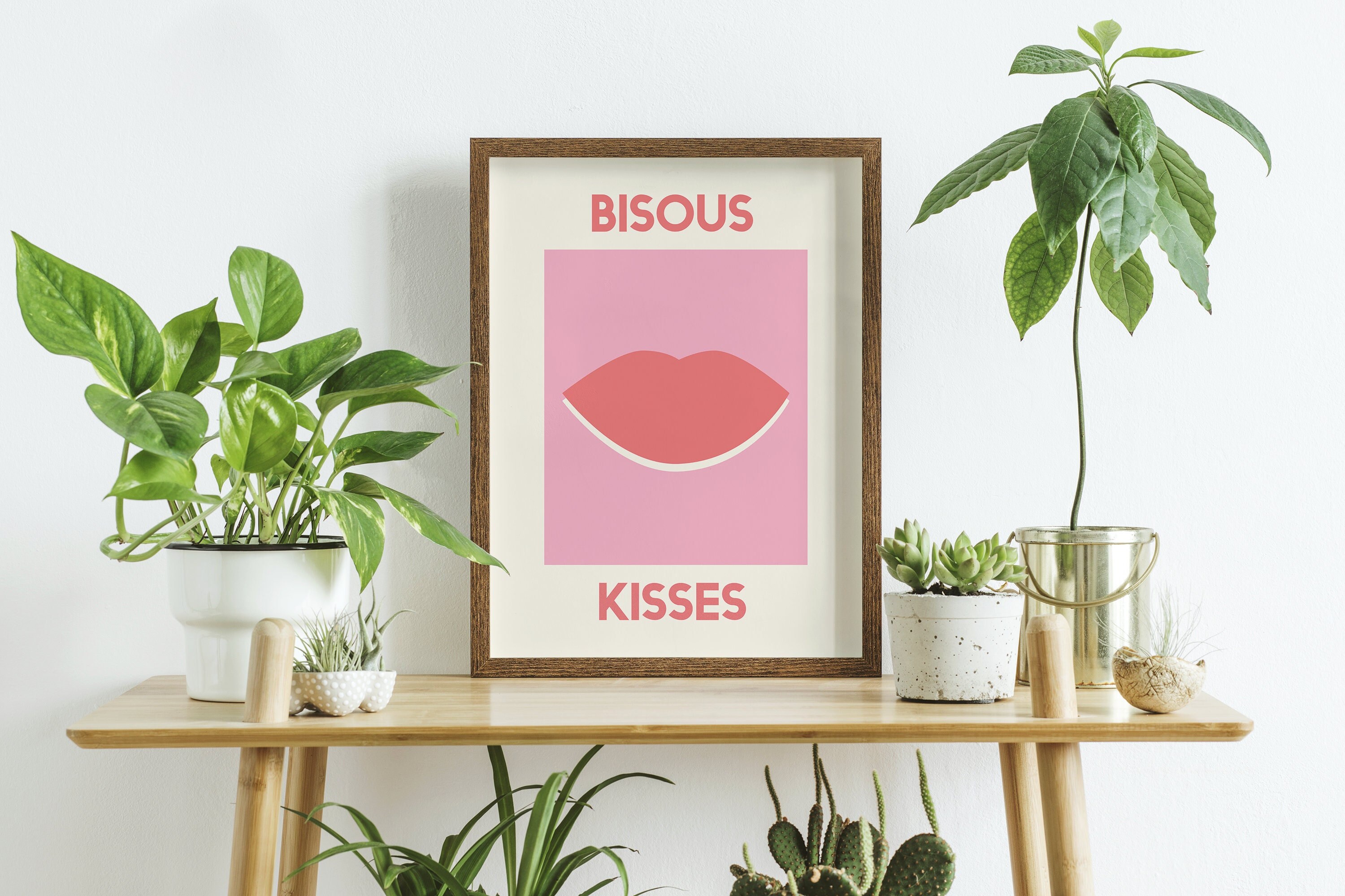 Bisous Kisses Print Digital Art Download Red Kiss | Etsy