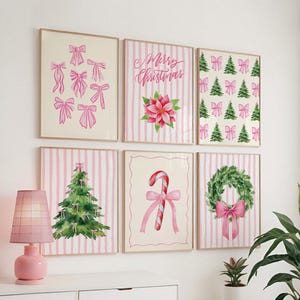 Pink Christmas Wall Art Mega Bundle, Digital Art Download, 30 ...