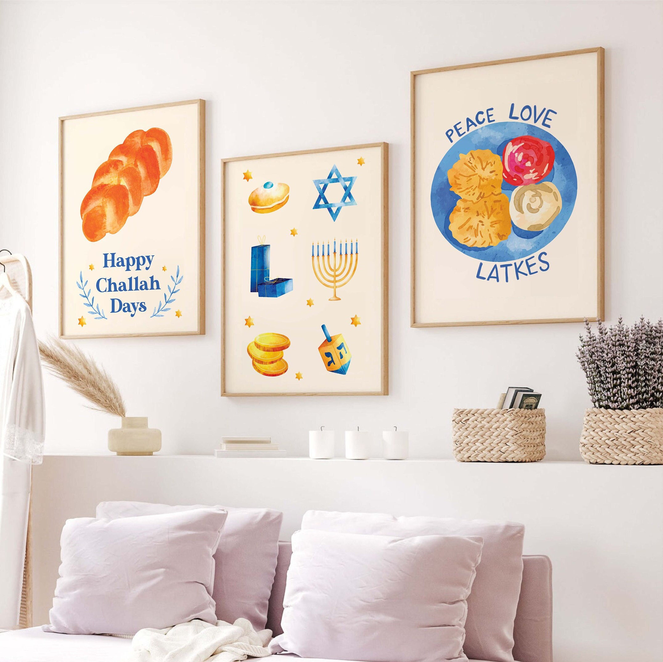 Hanukkah Gallery Wall | Digital Art Download | 10 Printables | Cute ...
