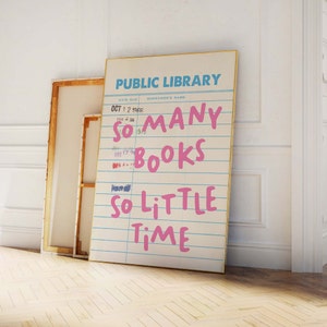 So Many Books Print, Digital Art Download, Cute Book Nook Decor, Trendy ...