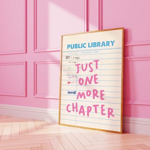 Just One More Chapter Print, Digital Art Download, Cute Book Nook Decor ...