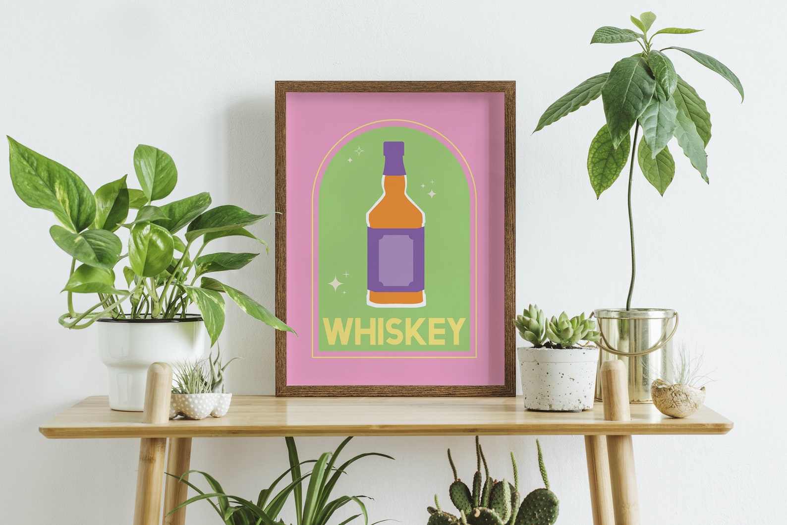 Whiskey Cocktail Print Digital Art Download Cute Pink | Etsy