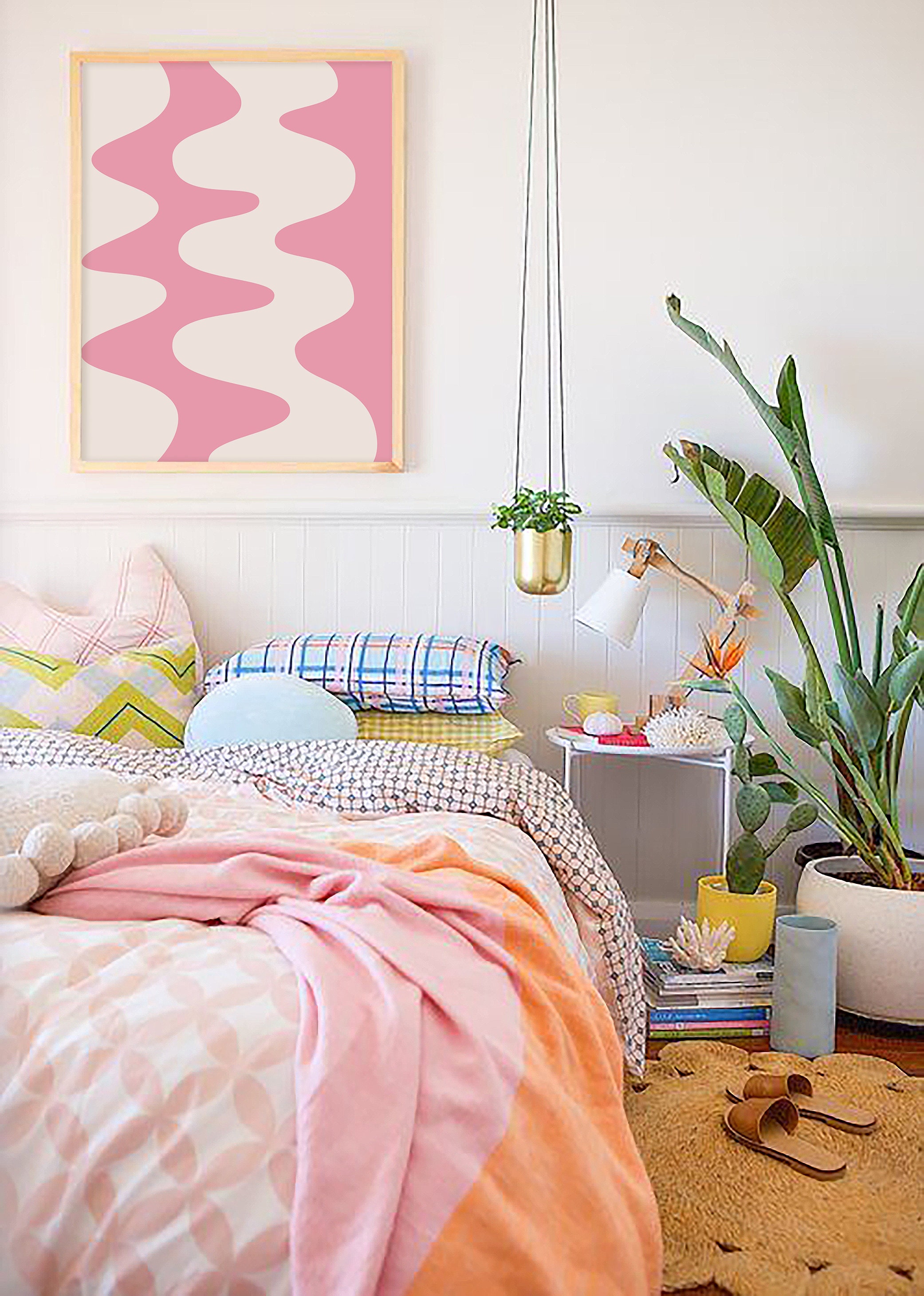 Pink Abstract Print | Digital Art Download | Trendy Pink 70s Retro ...