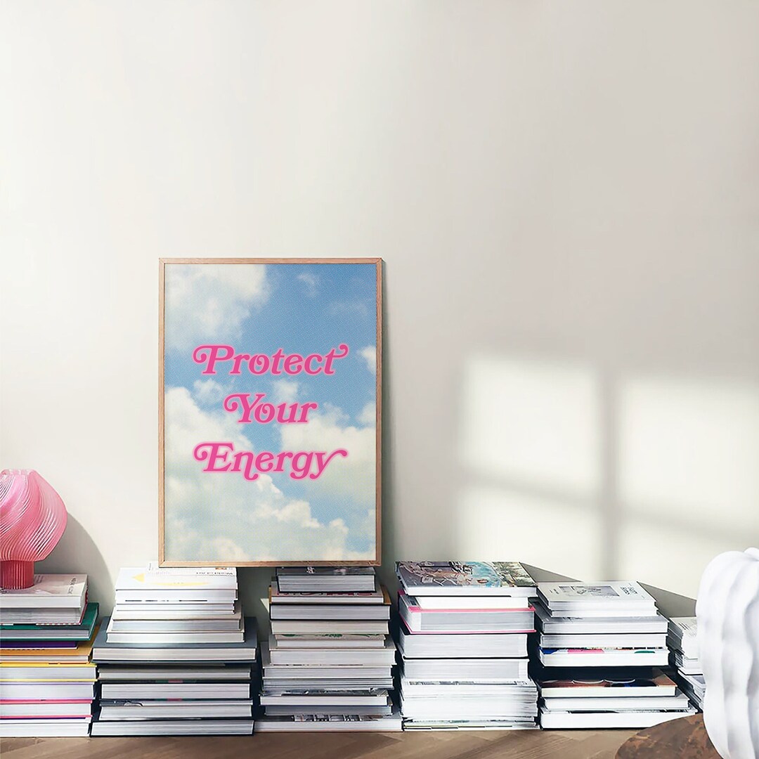 Protect Your Energy Print | Digital Art Download | Pink Blue Trendy Y2K ...