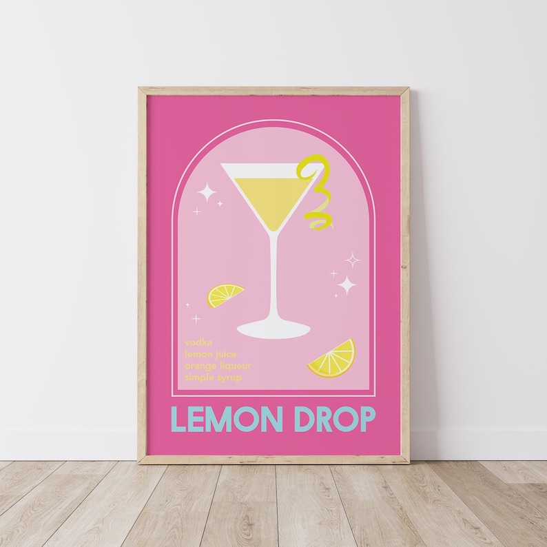 Lemon Drop Martini Cocktail Print Digital Art Download | Etsy