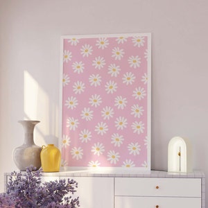 Pink Daisy Print | Digital Art Download | Flower Printable Wall Art ...