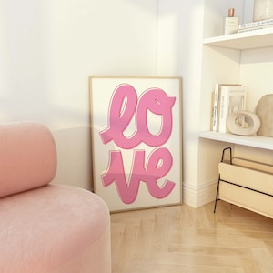 Love Print | Digital Art Download | Valentine's Day Decor | Pink Wall ...