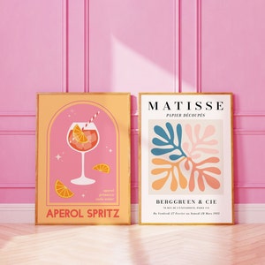 Pink and Orange Gallery Wall, Digital Art Download, 10 Printables, Cute ...