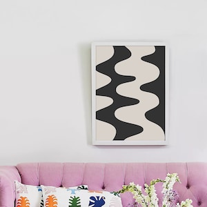 Black Abstract Print | Digital Art Download | Trendy Neutral 70s Retro ...