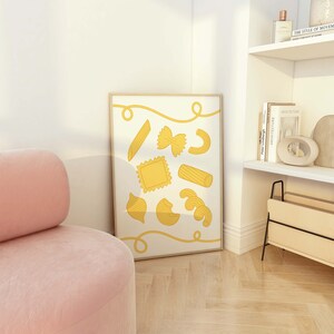 Pasta Print | Digital Art Download | Cute Kitchen Decor | Pasta Art ...