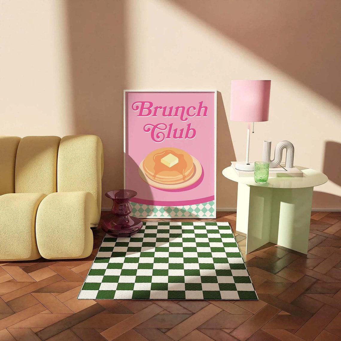Brunch Club Print | Digital Art Download | Pink Kitchen Food Decor ...