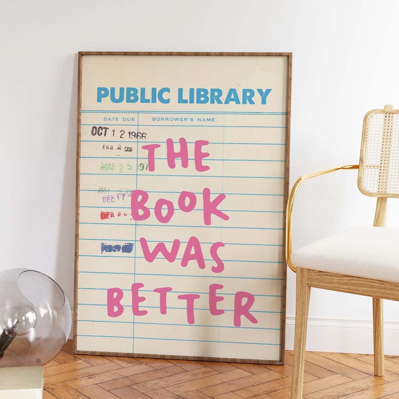 The Book Was Better Print | Digital Art Download | Cute Library Decor ...