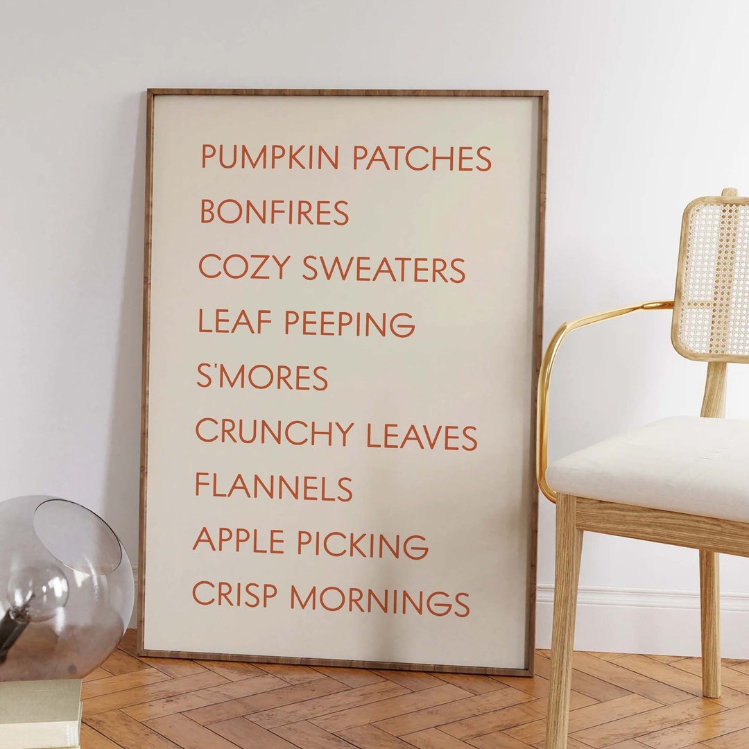 Fall Things Print | Digital Art Download | Minimal Fall Wall Print ...