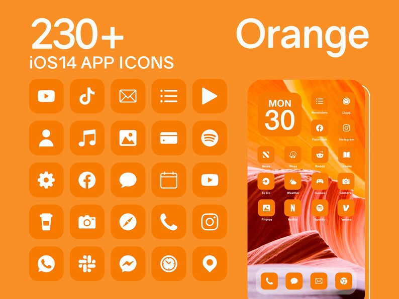 IOS Orange App Icons 230 Autumn Minimal iOS 14 Modern Icon | Etsy