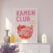 Ramen Club Print Digital Art Download Pink Kitchen Food Decor Retro ...