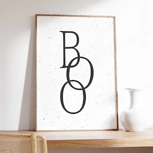 Boo Print | Digital Art Download | Minimal White Halloween Wall Decor ...
