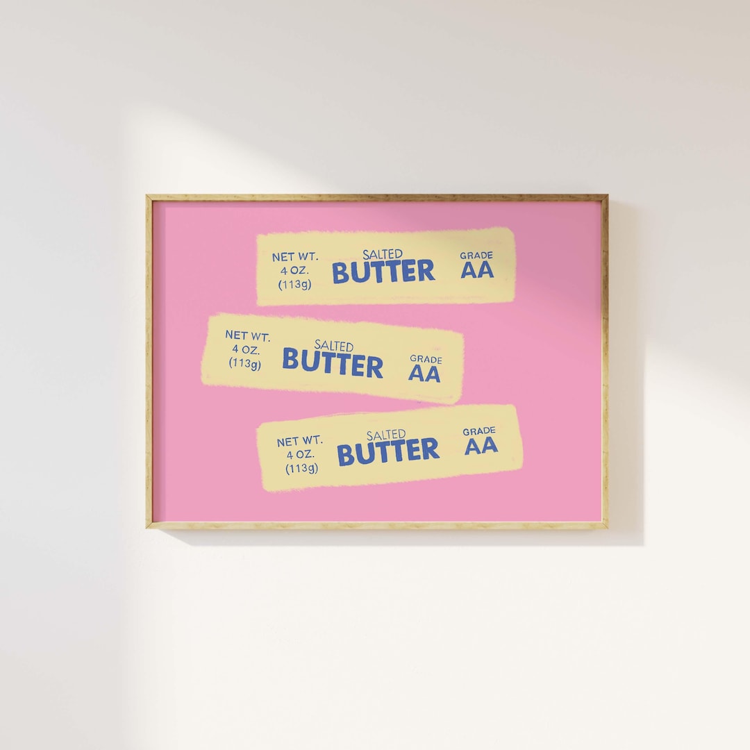 Butter Print, Digital Art Download, Cute Kitchen Decor, Butter Art ...