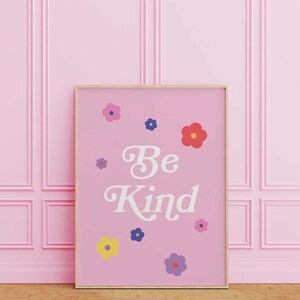 Be Kind Print | Digital Art Download | Pink Retro Kindness Printable ...