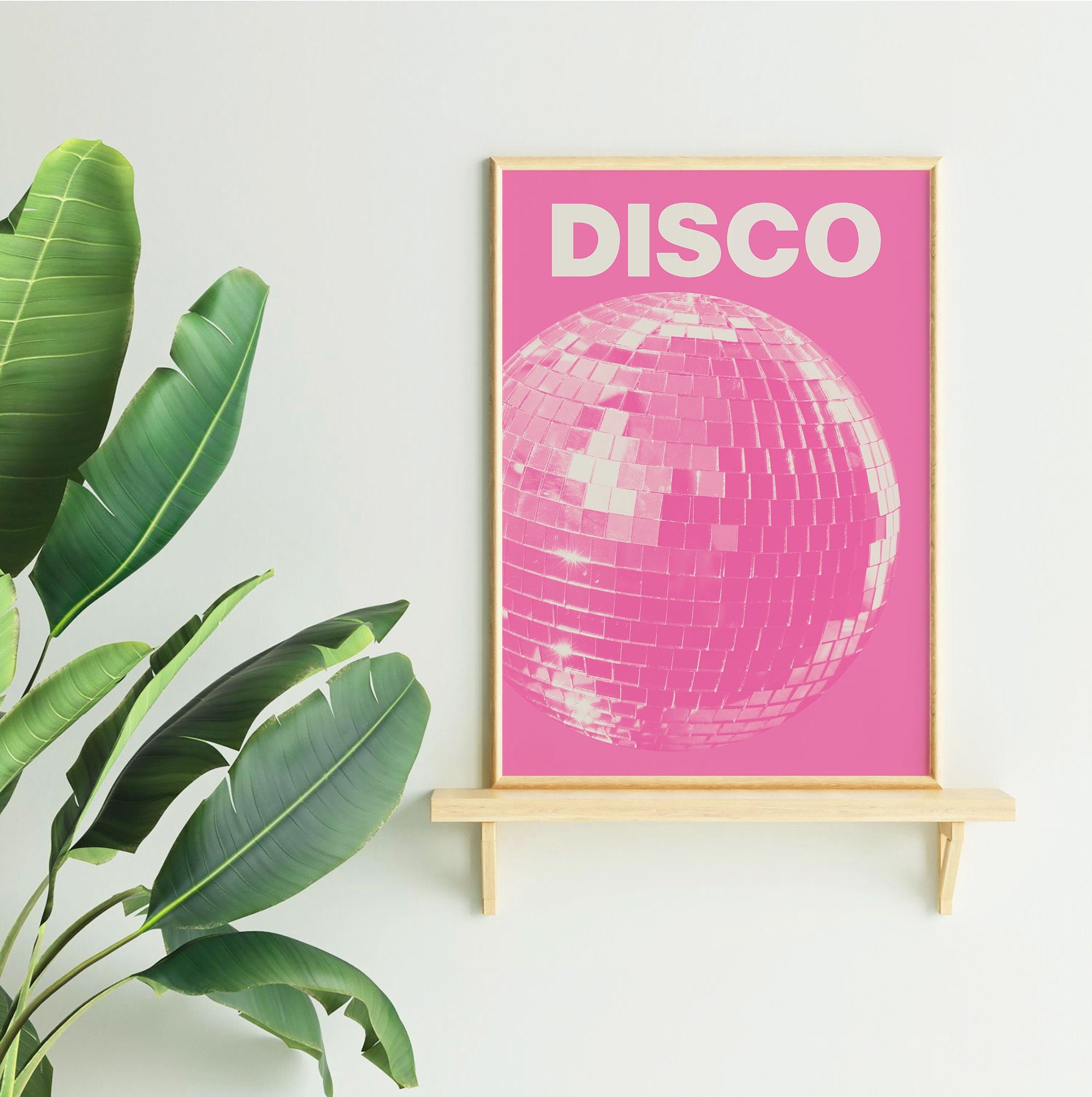 Pink Disco Print Digital Art Download Pink Disco Ball - Etsy