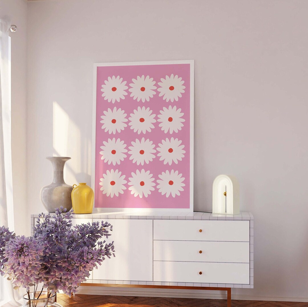Pink Daisy Print | Digital Art Download | Flower Printable Wall Art ...
